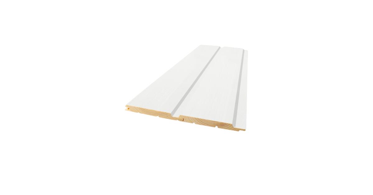 Bjertnæs Sag Skyggepanel skrå grunnet furu 14x120 mm klassisk hvit ...